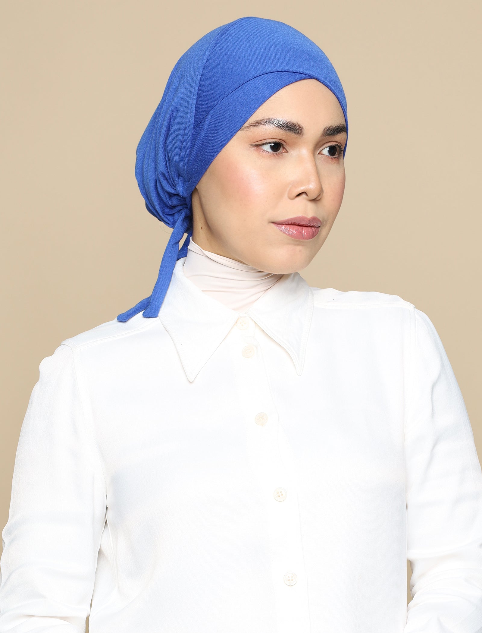 V Bonnet Soft Jersey Underscarf - Royal Blue – ADLINA ANIS
