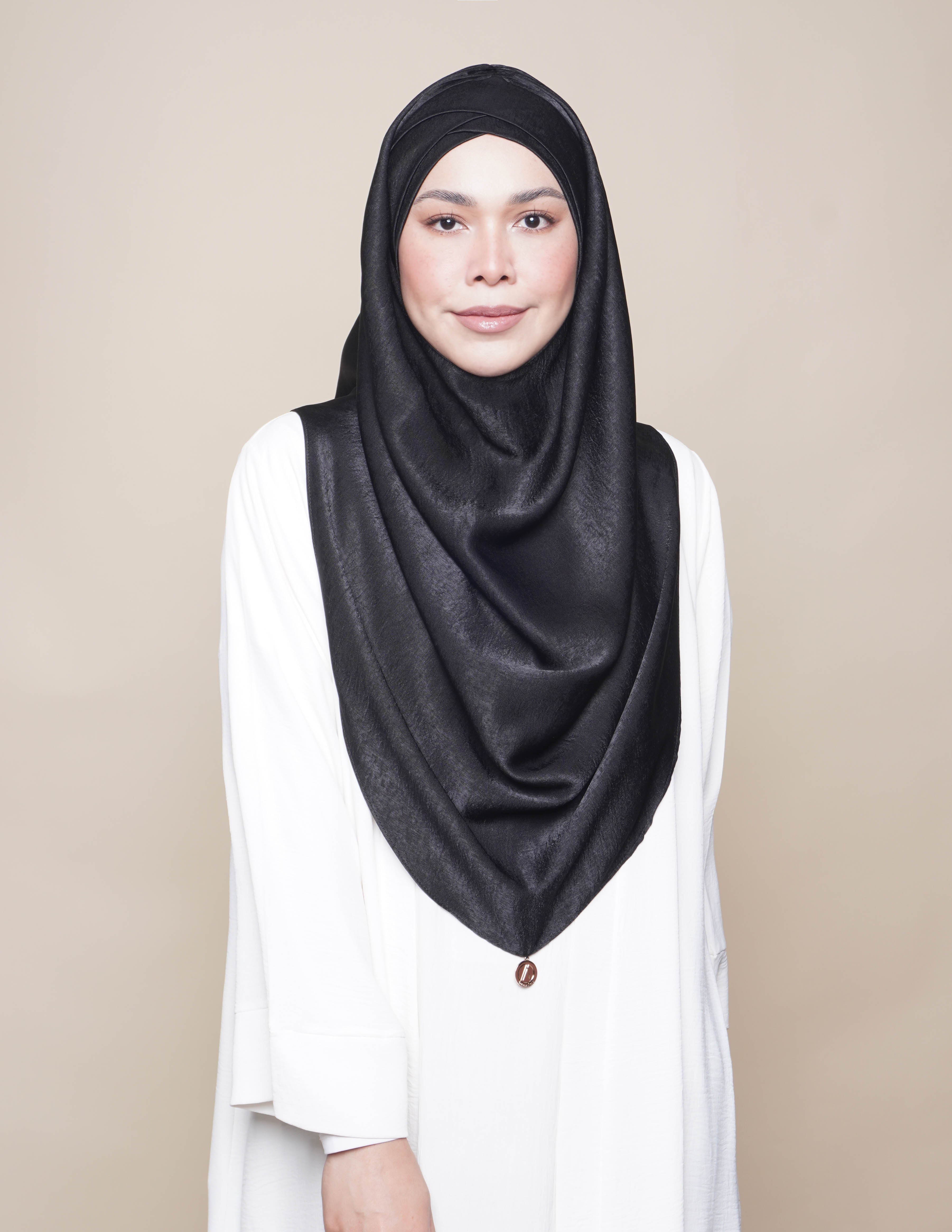 Khadijah Turban Satin Crepe - Black – ADLINA ANIS