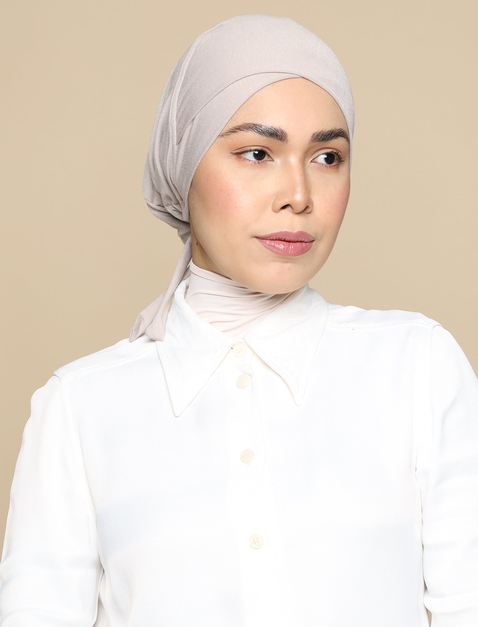 V Bonnet Soft Jersey Underscarf - Khaki – ADLINA ANIS