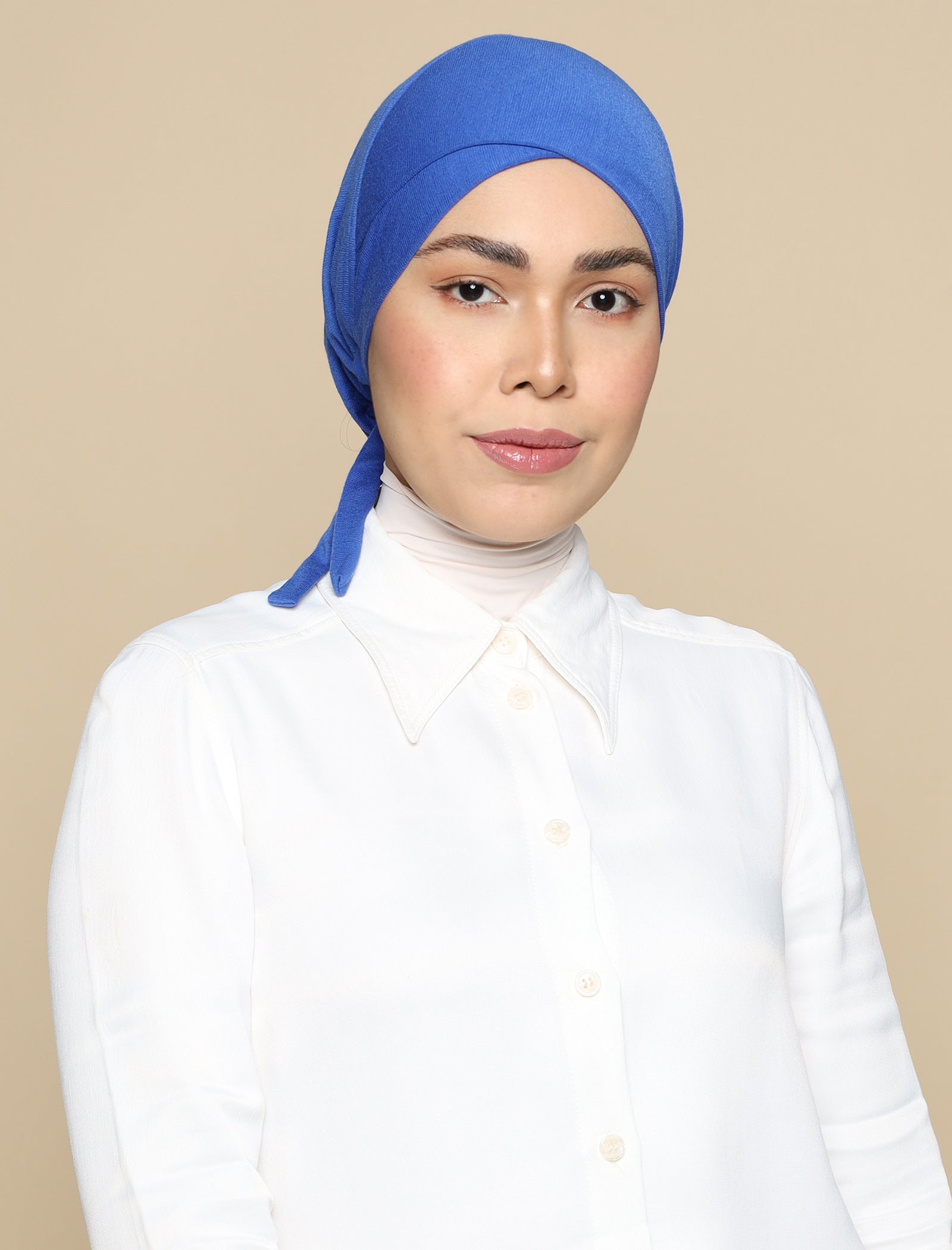 V Bonnet Soft Jersey Underscarf - Royal Blue – ADLINA ANIS